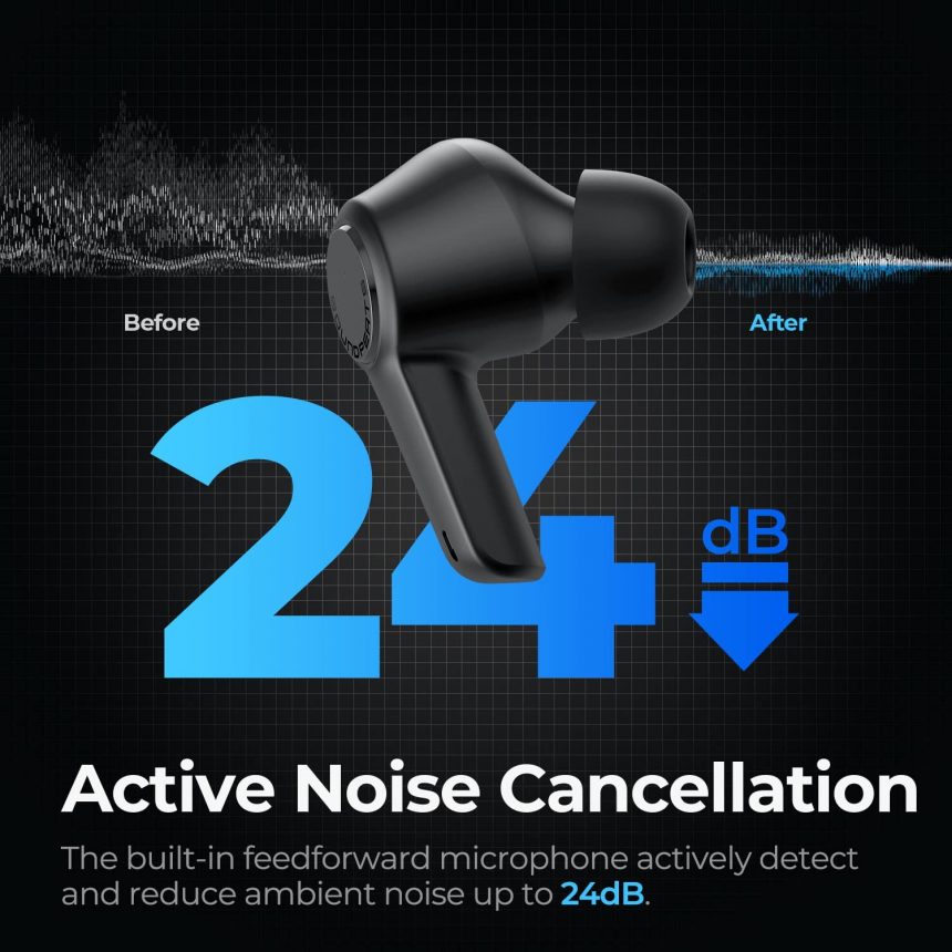 Soundpeats T3 Active Noise Cancelling Wireless Earbuds- Best