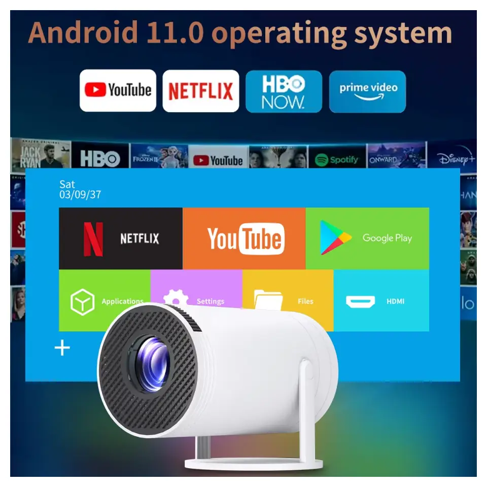 HY300 3326 Smart Mini Projector 100 ANSI Lumens